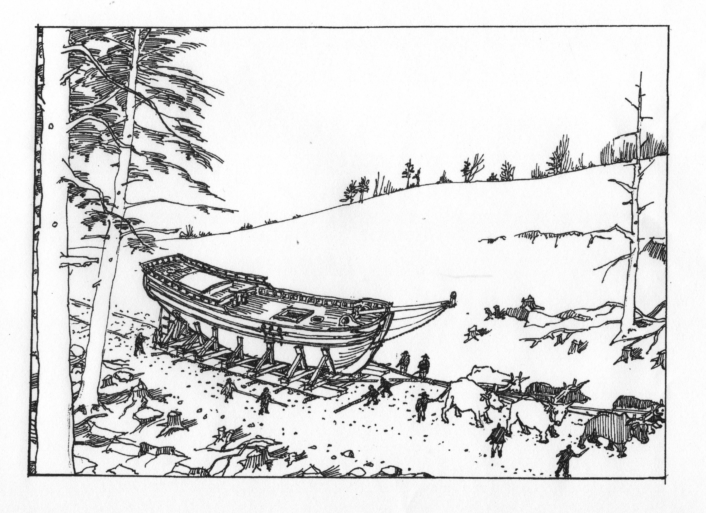 Sloop Washington - portaged around Niagara Falls - sketch - Picture ...