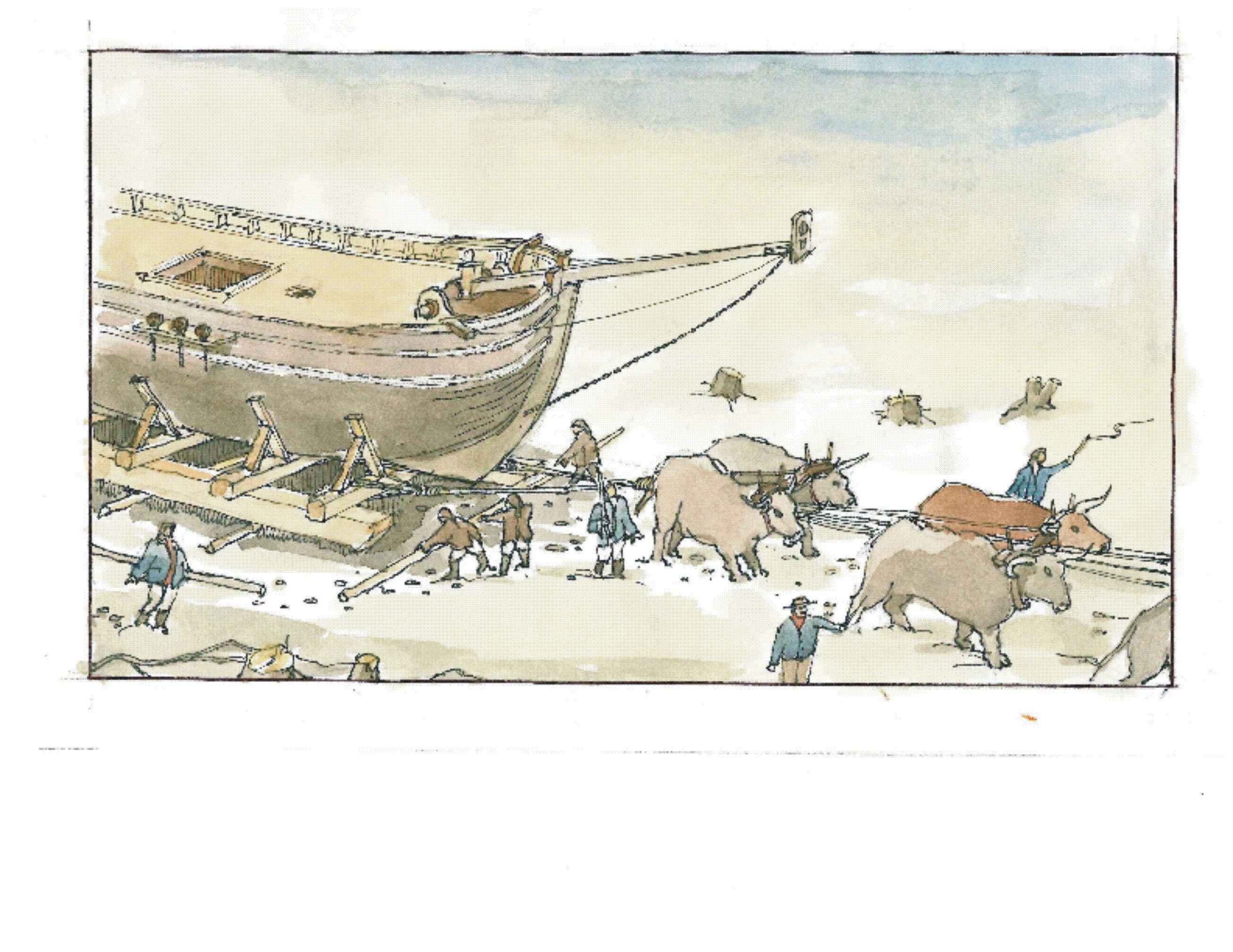 Sloop Washington - portaged around Niagara Falls - color sketch ...